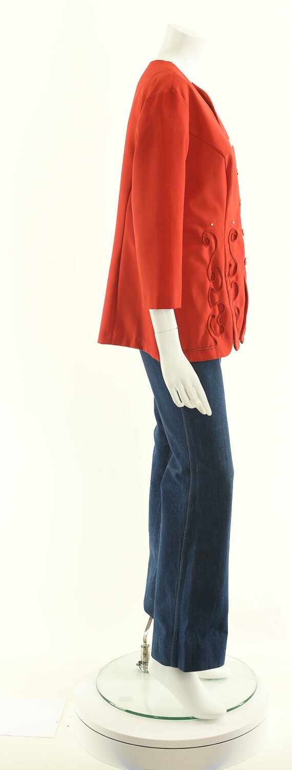 Red Soutache Blazer, Red Peplum Jacket, 90s Selena St… - Gem