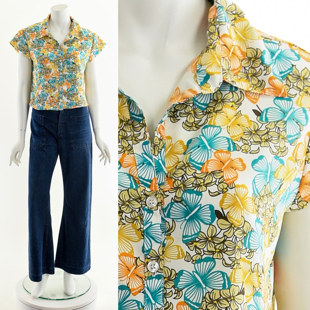 Butterfly Print Blouse - Etsy