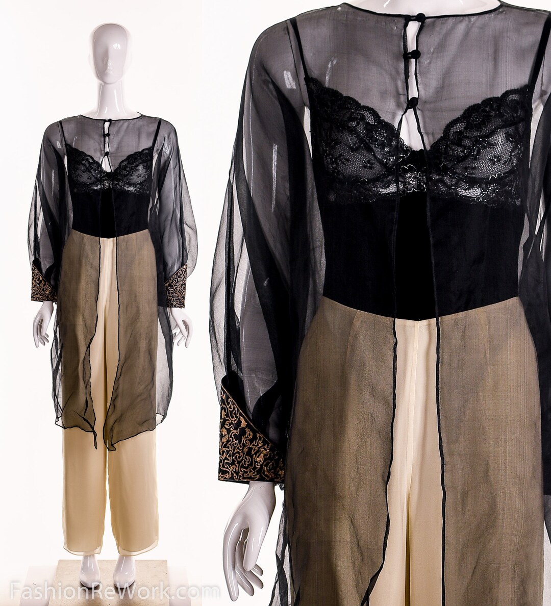 Duster Jacket Sheer Black Silk Jacket Silk Organza Sultan Jacket ...