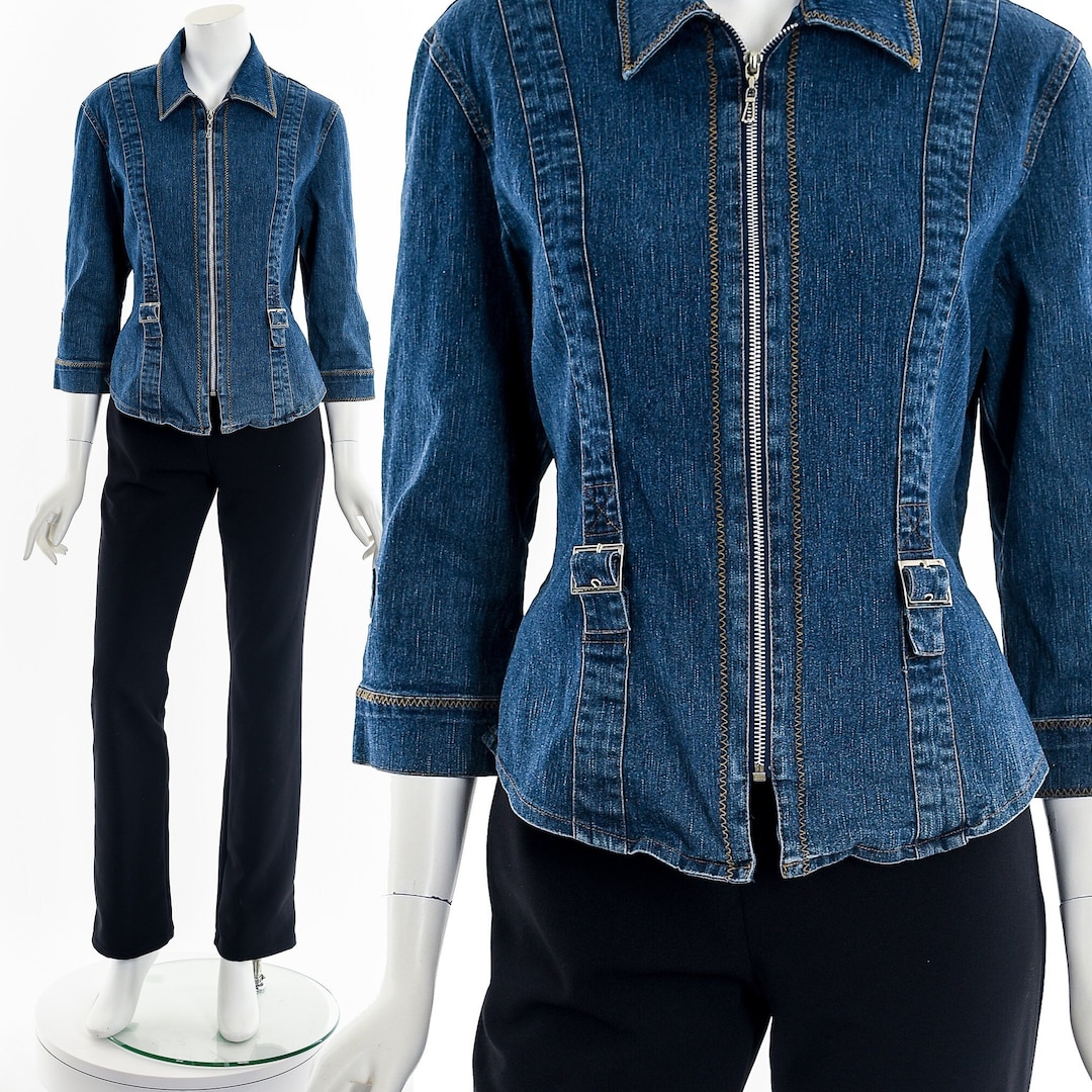 Zigzag Stitch Garter Strap Jean Jacket - Etsy