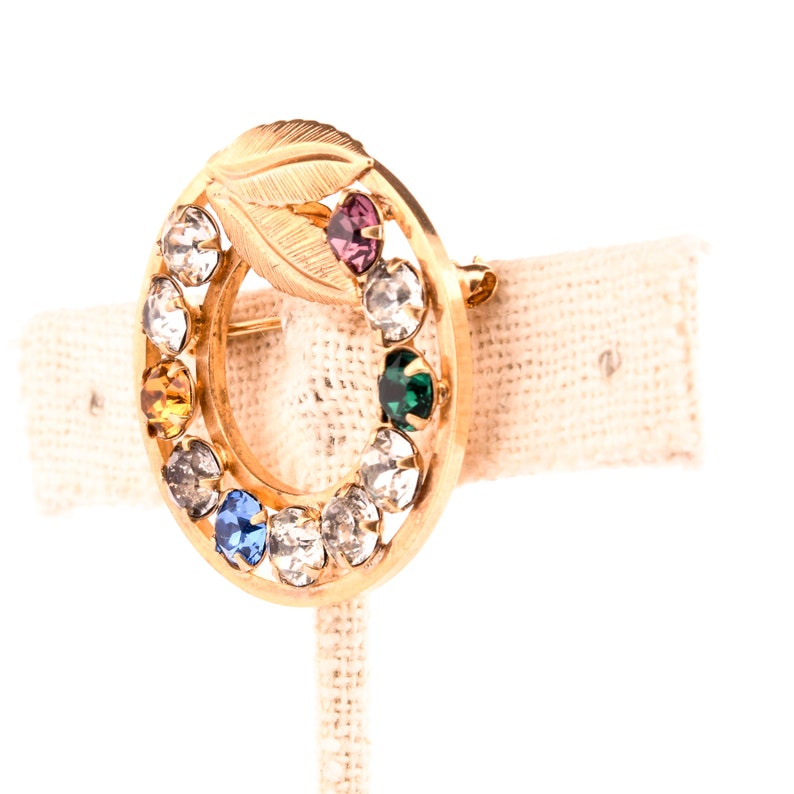 60s Gold Birthstone Brooch - Etsy