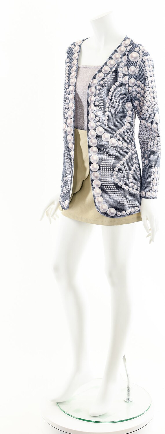 Pearl Print Cardigan,3D Jewel Print Cardigan Jacket,0… - Gem