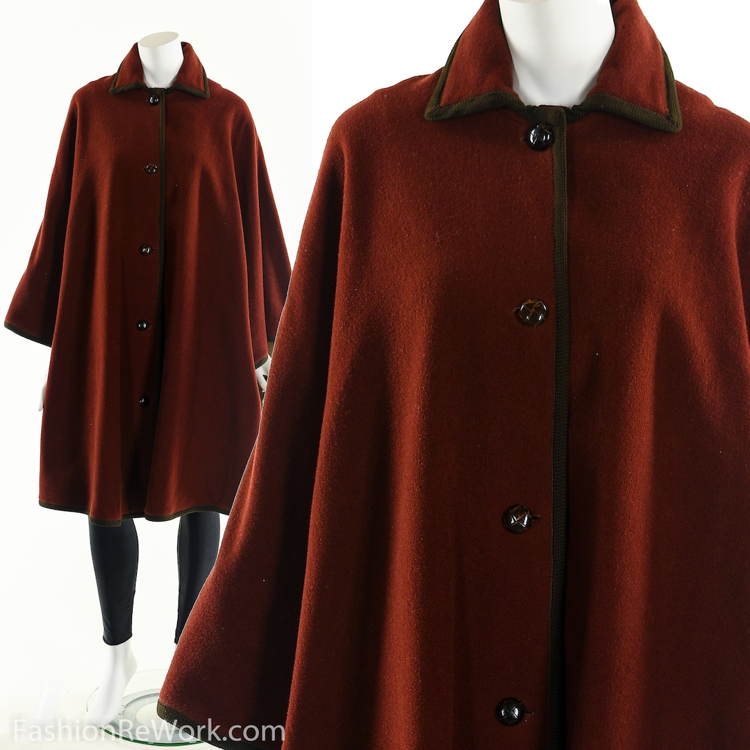 Red Wool Poncho Coat - Etsy