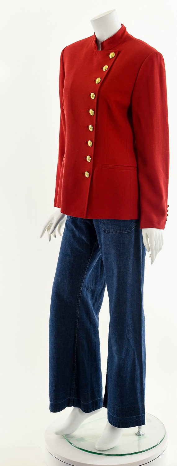 Red Wool Asymmetrical Ralph Lauren Military Inspired … - Gem