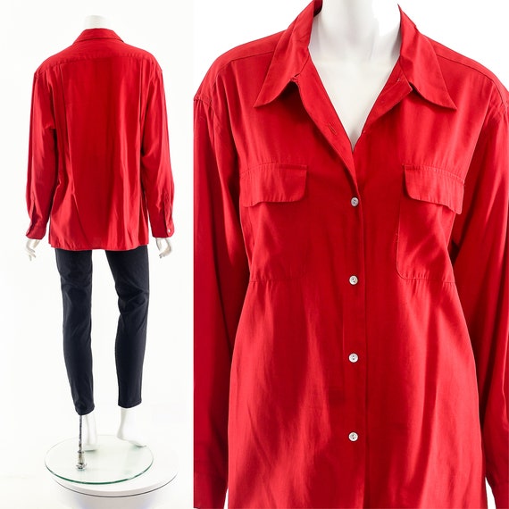 Red Button Down Blouse - Gem