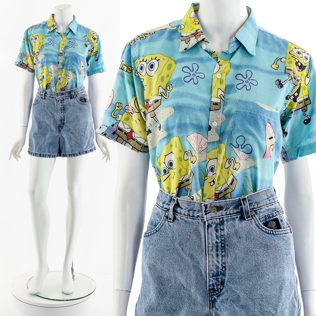 Spongebob Nostalgia Reworked Short Sleeve Button Down - Etsy