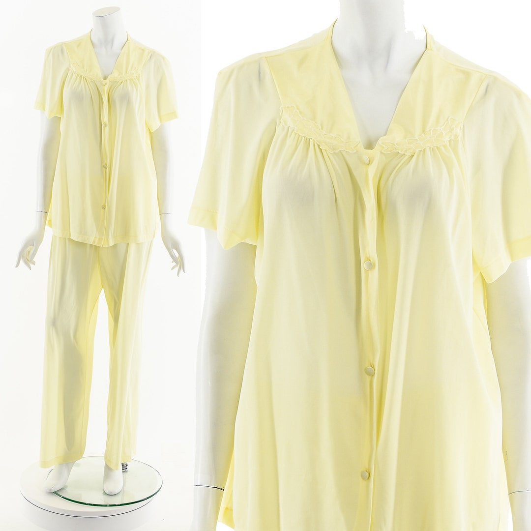60s Vanity Fair Baby Yellow Sheer Pajama Set - Etsy