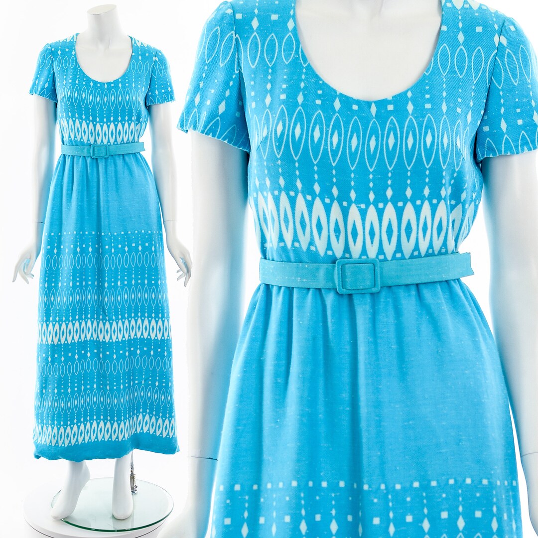 Adele Simpson Dress Mid Century Print Blue Dress - Etsy