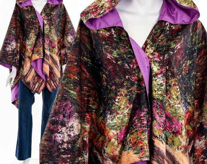Monet Artists Garden Reversible Rain Jacket Windbreaker - Etsy