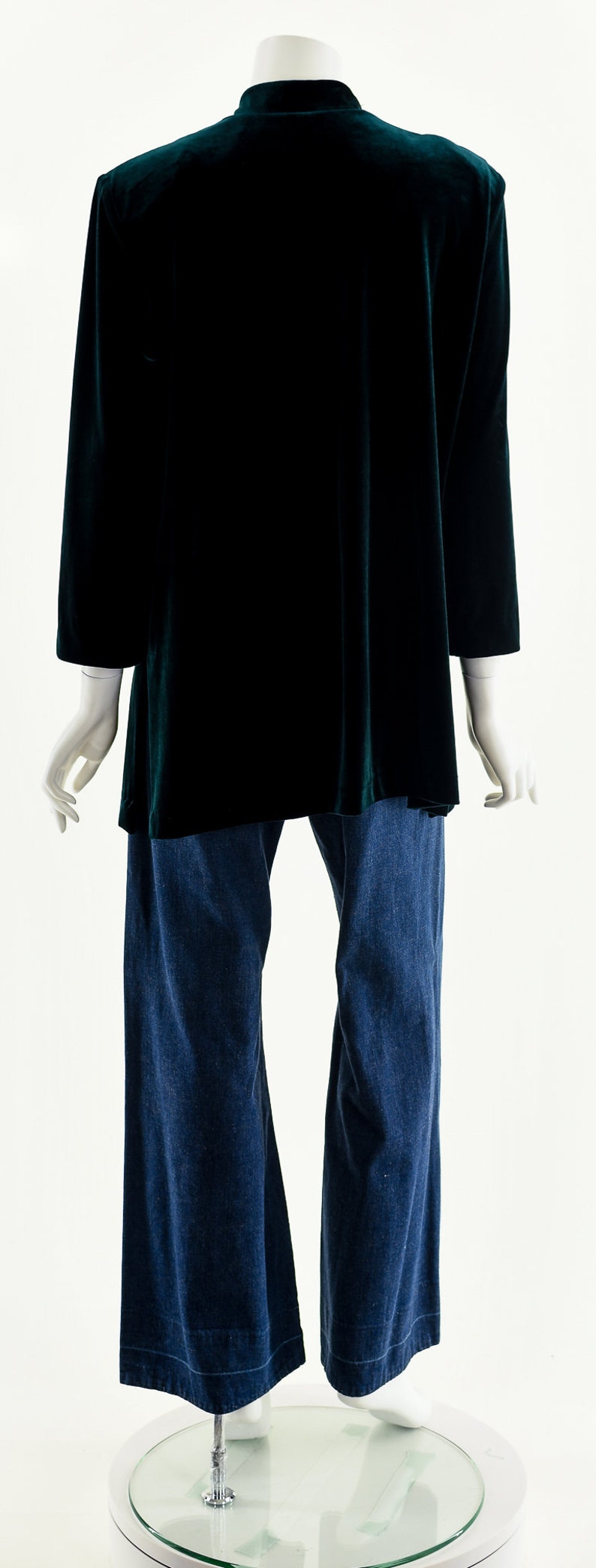 Dark Green Velvet Duster Jacketvintage Emerald Green Boho - Etsy