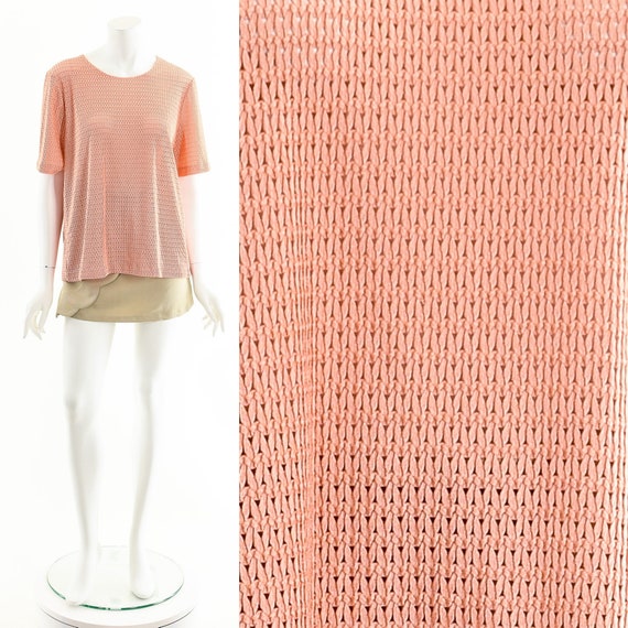 Peachy Pink Ribbon Knit Shirt - Gem