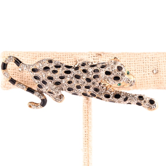 Rhinestone Jaguar Leopard Brooch Pin - Gem