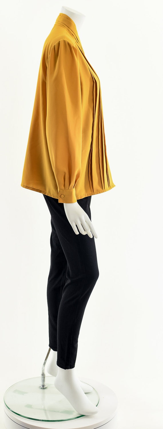Marigold Saffron Blouse,70s Pleated Blouse,Disco Drap… - Gem