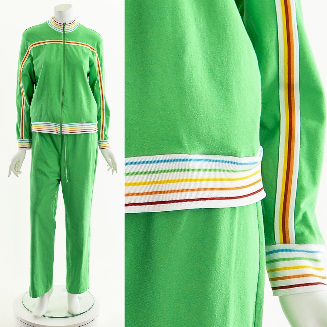Green Rainbow Track Suit,vintage Rainbow Jumpsuit,70s Inspired Two ...