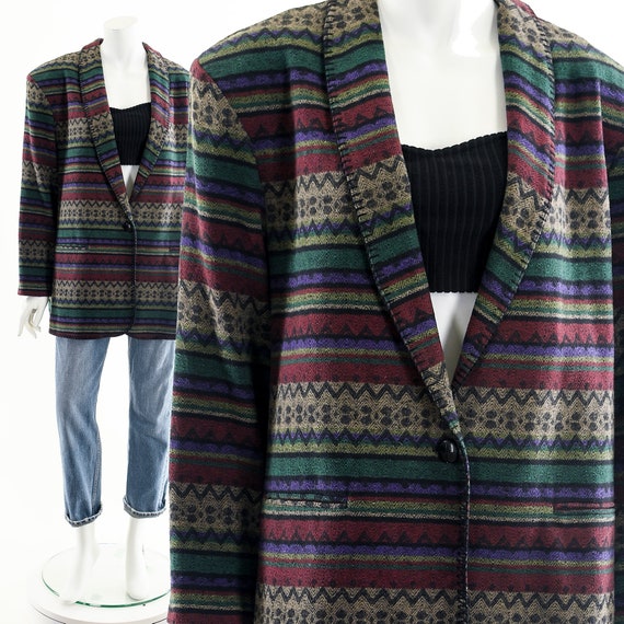 aztec wool blazer,southwest tribal blazer,Vintage sou… - Gem