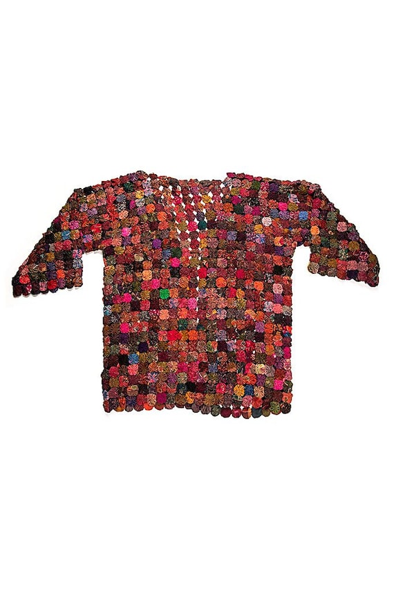 Rainbow Quilt Jacket,Rainbow Yoyo Blanket Coat,20s 30… - Gem