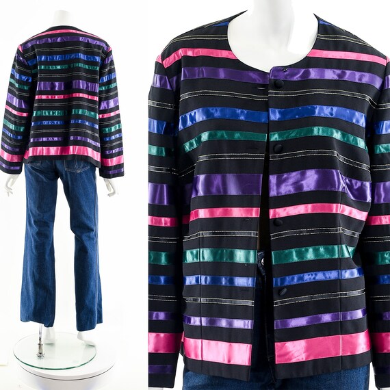 Rainbow Ribbon Jacket,Candy Stripe Coat,Satin Ribbon … - Gem