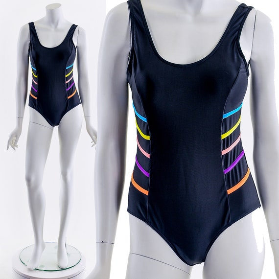 Rainbow Colorblock One Piece Swimsuit Neon Rainbow Hi… Gem