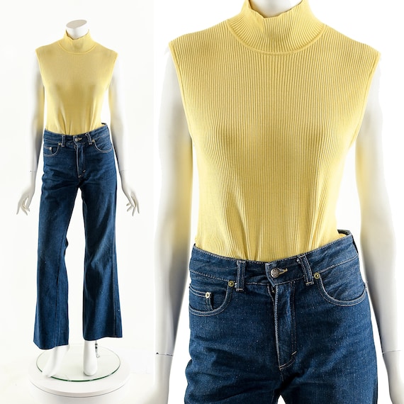 MINIMALIST 90s Yellow Ribbed Tank, - Gem