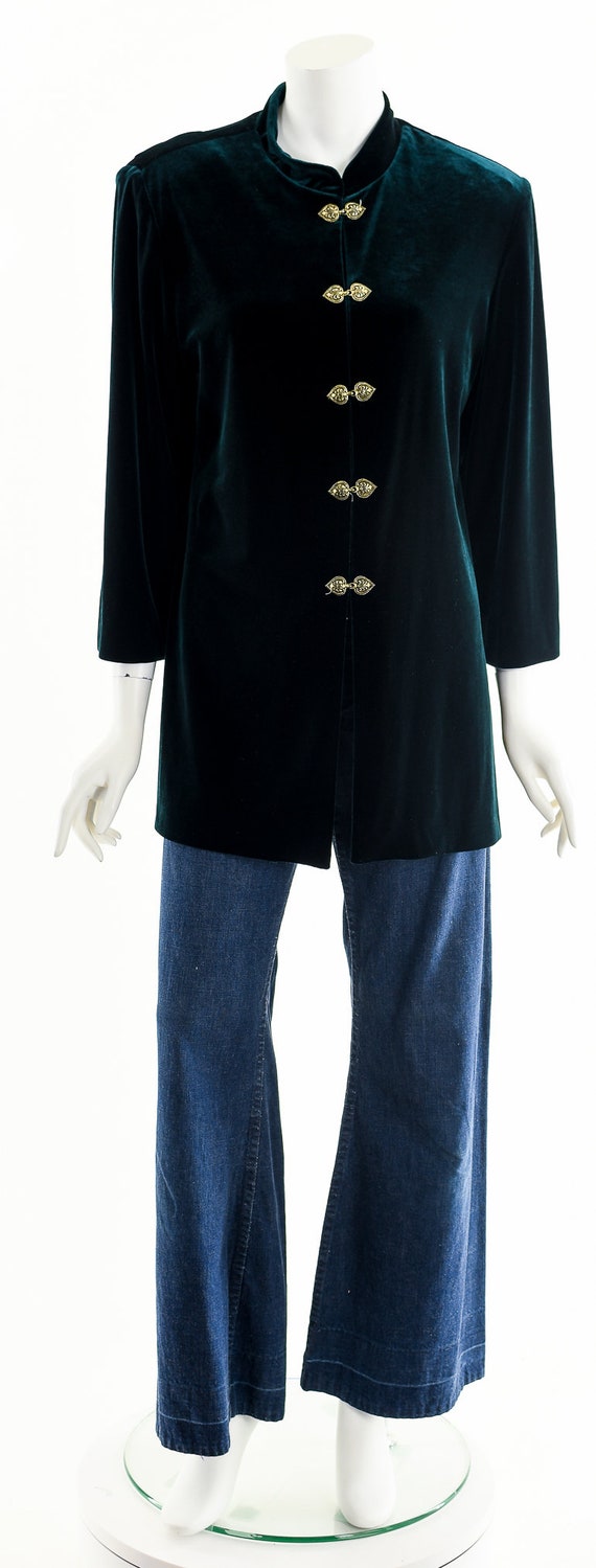 Dark Green Velvet Duster Jacket,Vintage Emerald Green… - Gem