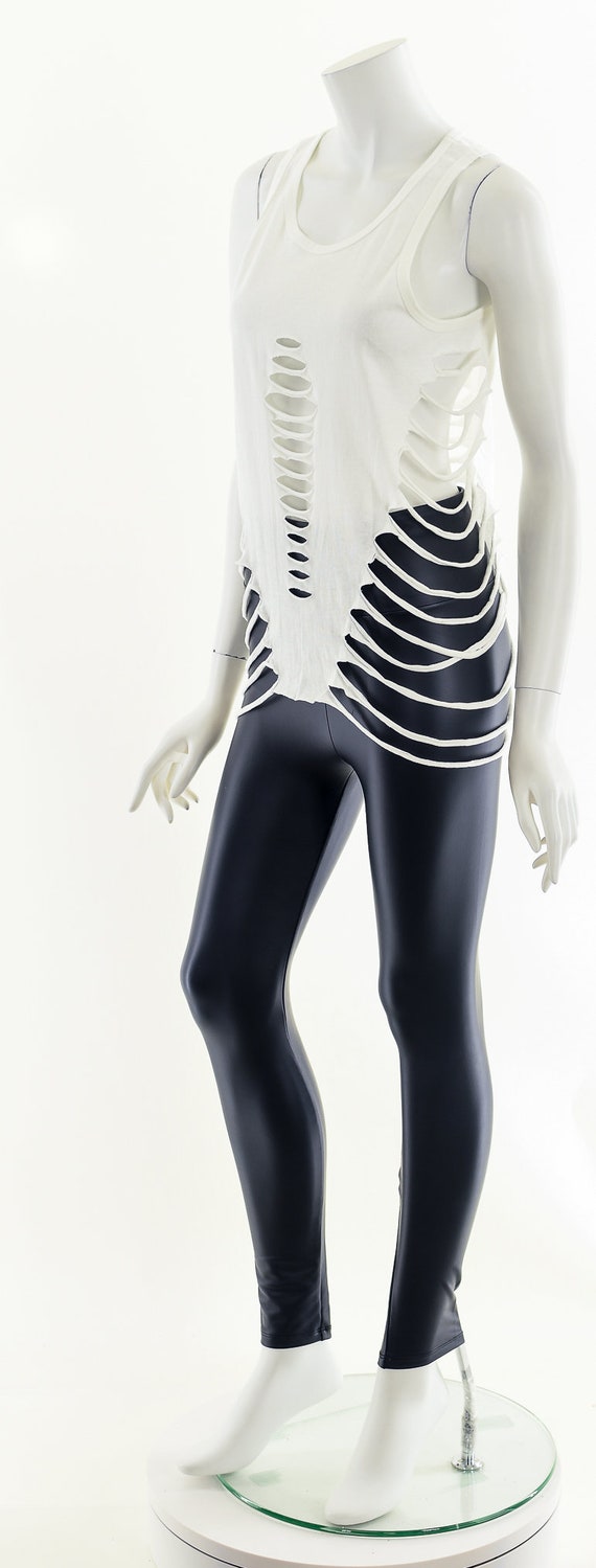 80s rock band shirt,Slashed White Tank,Vintage White … - Gem