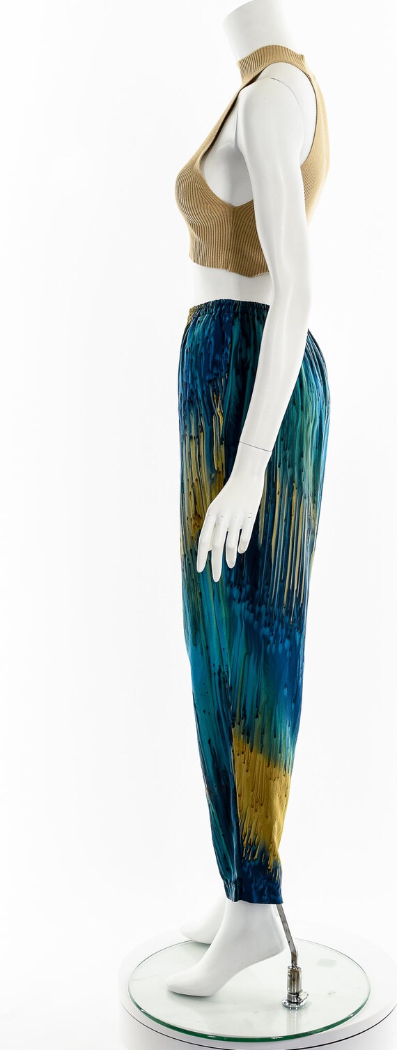 Blue Drip Dyed Silk Pants - Gem