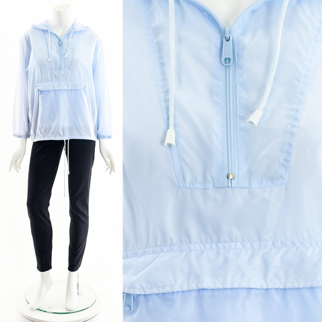 Light Blue Rain Jacket Hoodie,baby Blue Zip up Rain Jacket,utilitarian ...