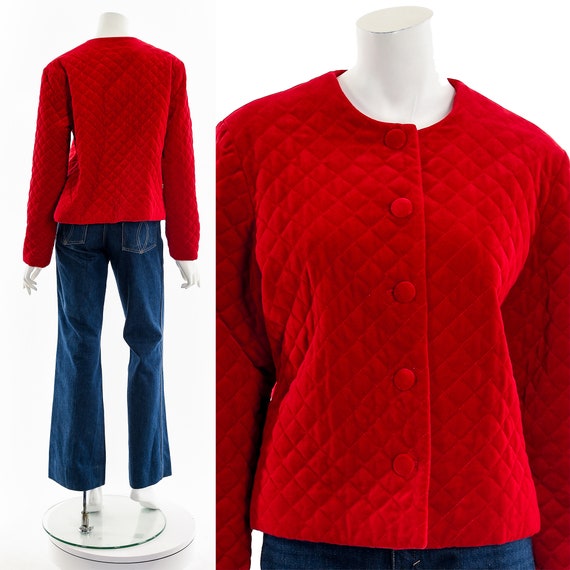 Quilted Red Velvet Jacket - Gem