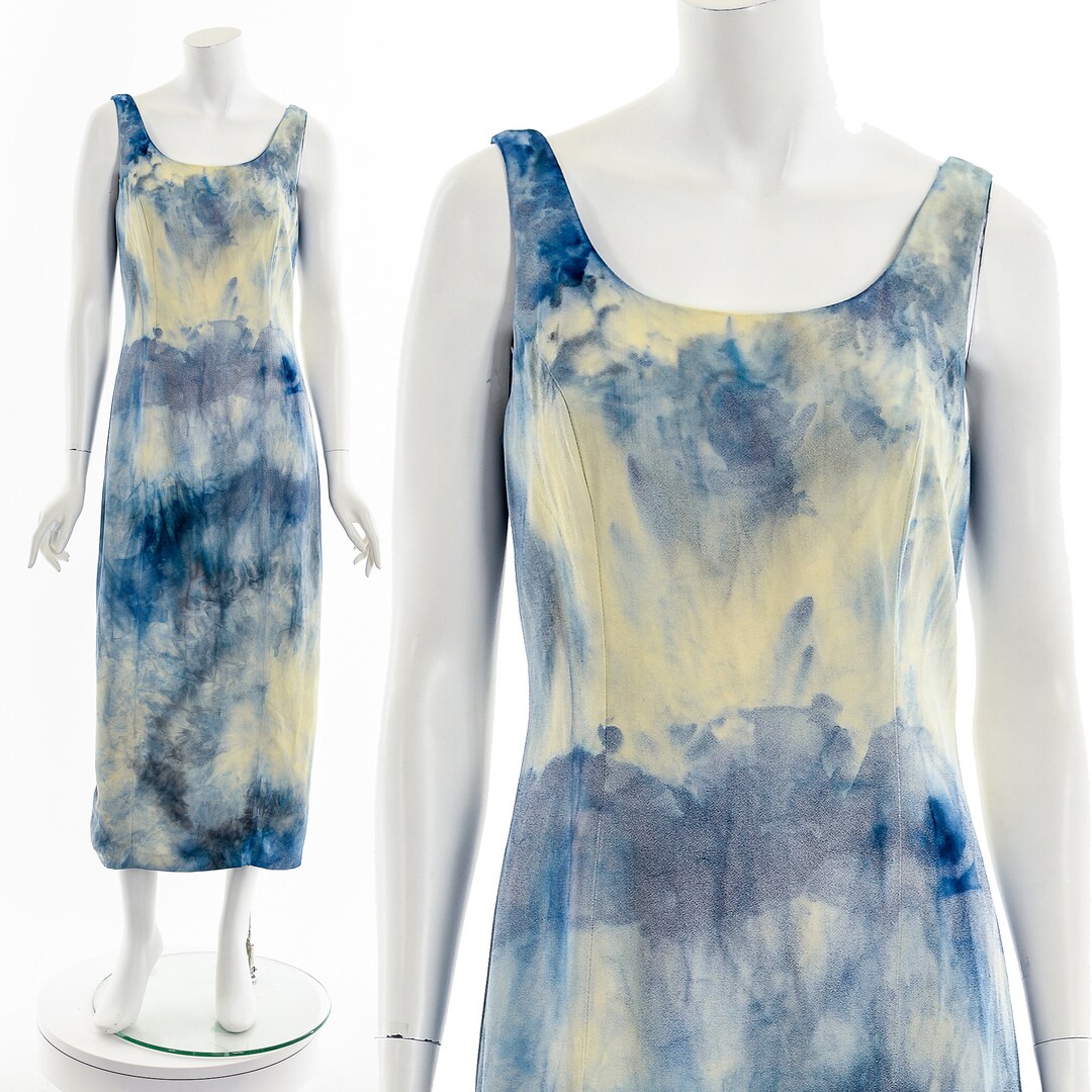 Shibori Marble Dye Sleeveless Dress 90s - Etsy