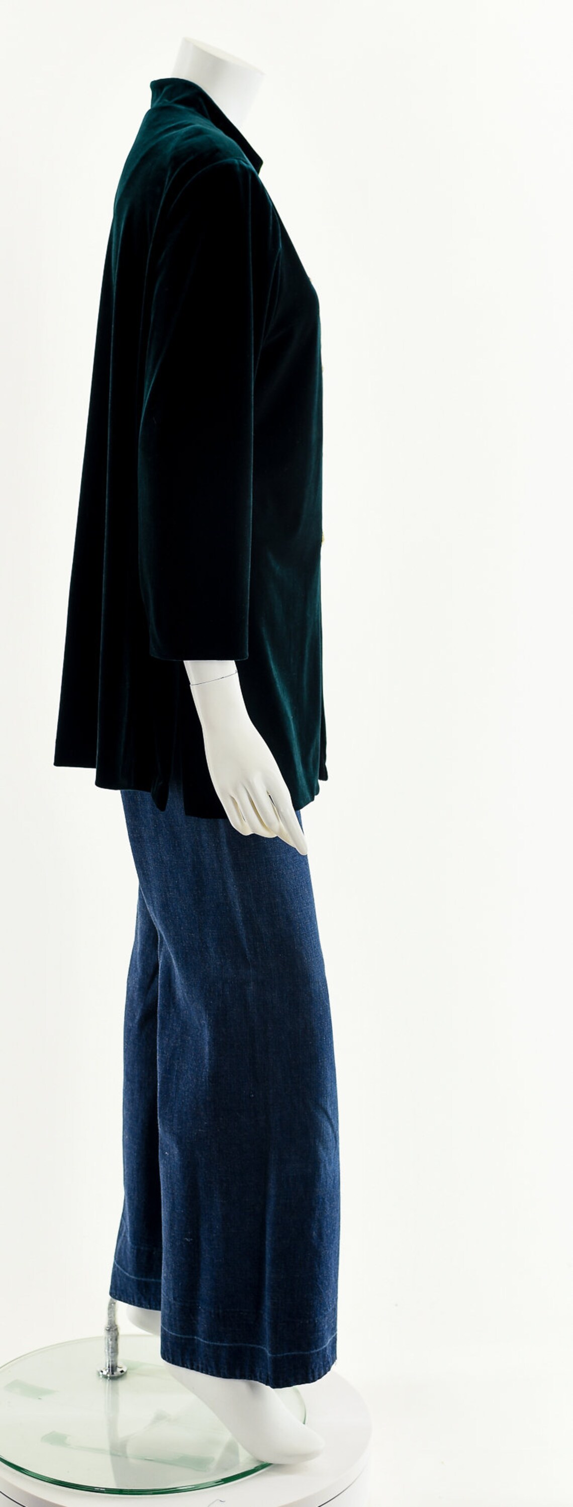 Dark Green Velvet Duster Jacketvintage Emerald Green Boho - Etsy