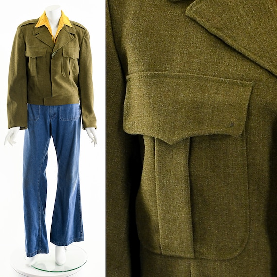 1945 Green Wool Tailored Military Jacket - Gem