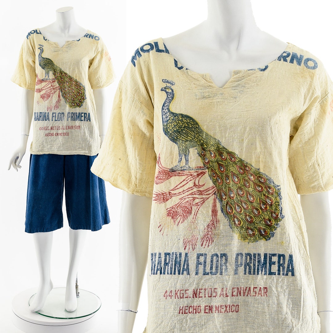 30s Peacock Feedsack Vintage Flour Sack Tunic Blouse - Etsy