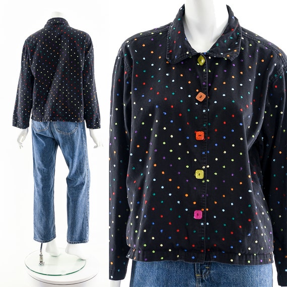 Black Rainbow Jacket,Embroidered Multicolored Jacket,… - Gem