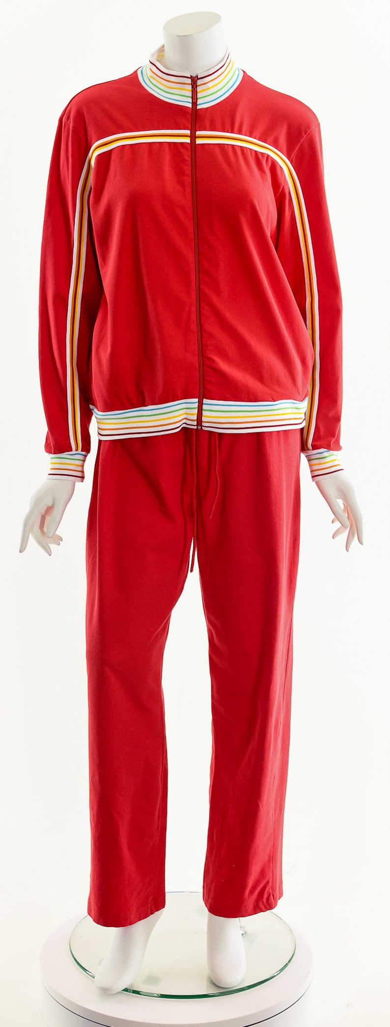 Red Rainbow Track Suit,vintage Rainbow Jumpsuit,70s Inspired Two Piece ...