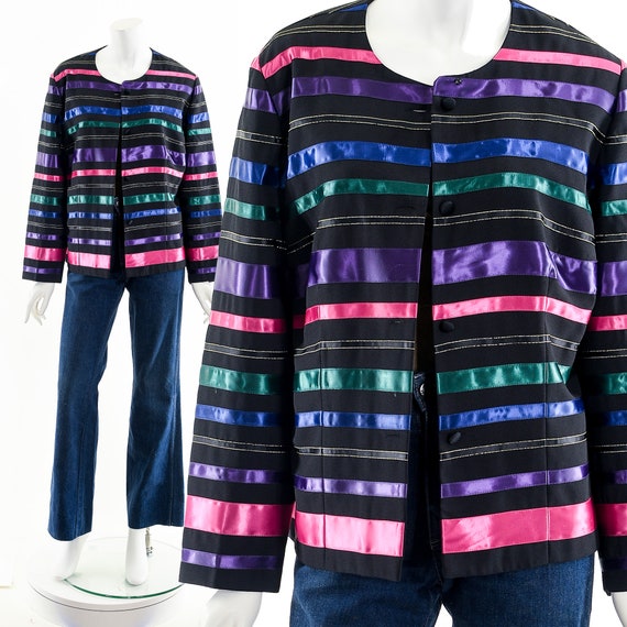 Rainbow Ribbon Jacket,Candy Stripe Coat,Satin Ribbon … - Gem