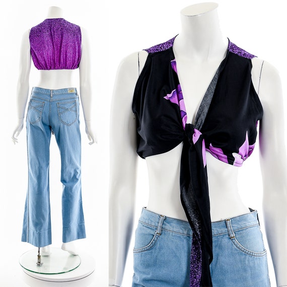 Tropical Hibiscus Floral Wrap Crop Top - Gem