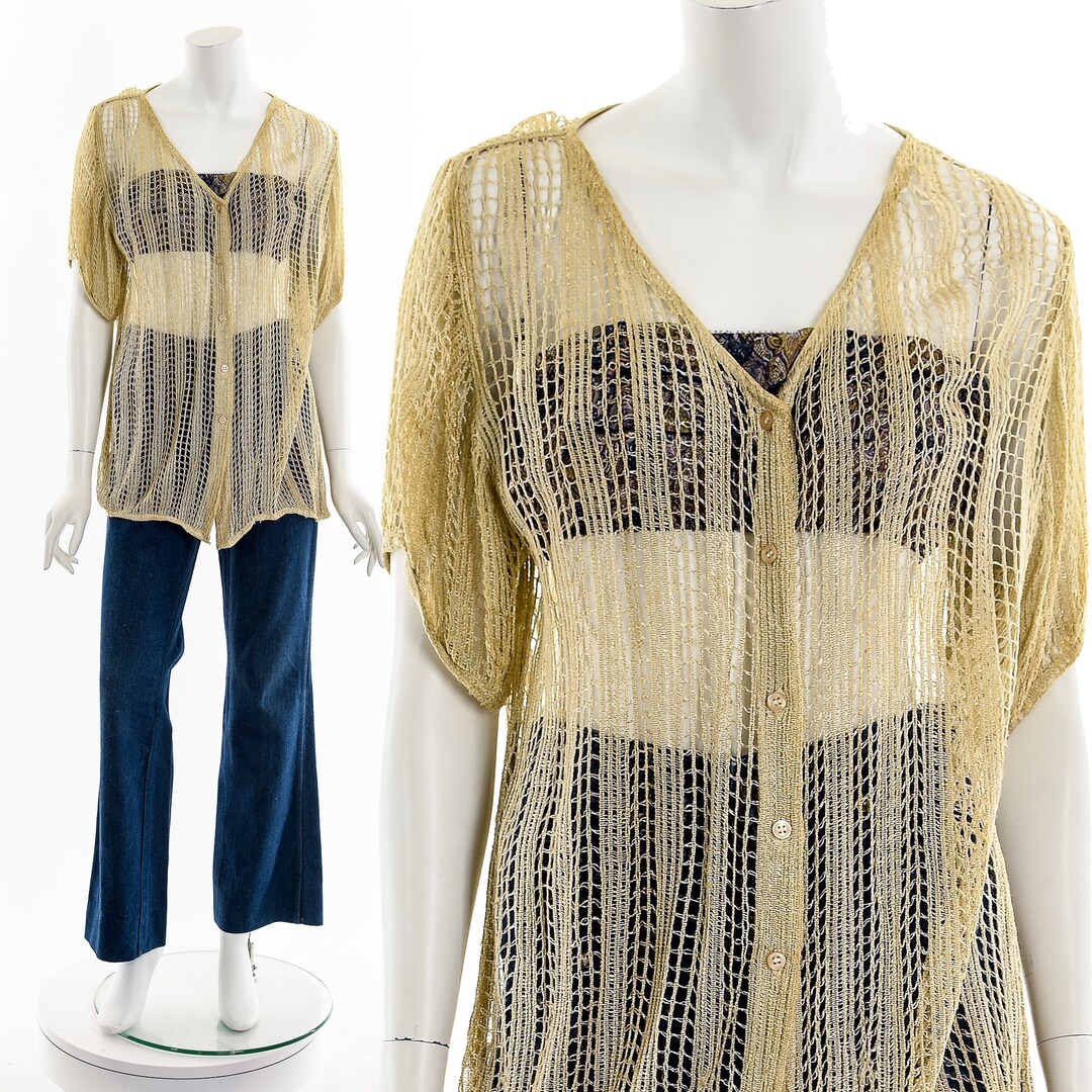 Crochet Open Netting Cardigan Cover Up - Etsy