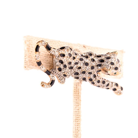 Rhinestone Jaguar Leopard Brooch Pin - Gem