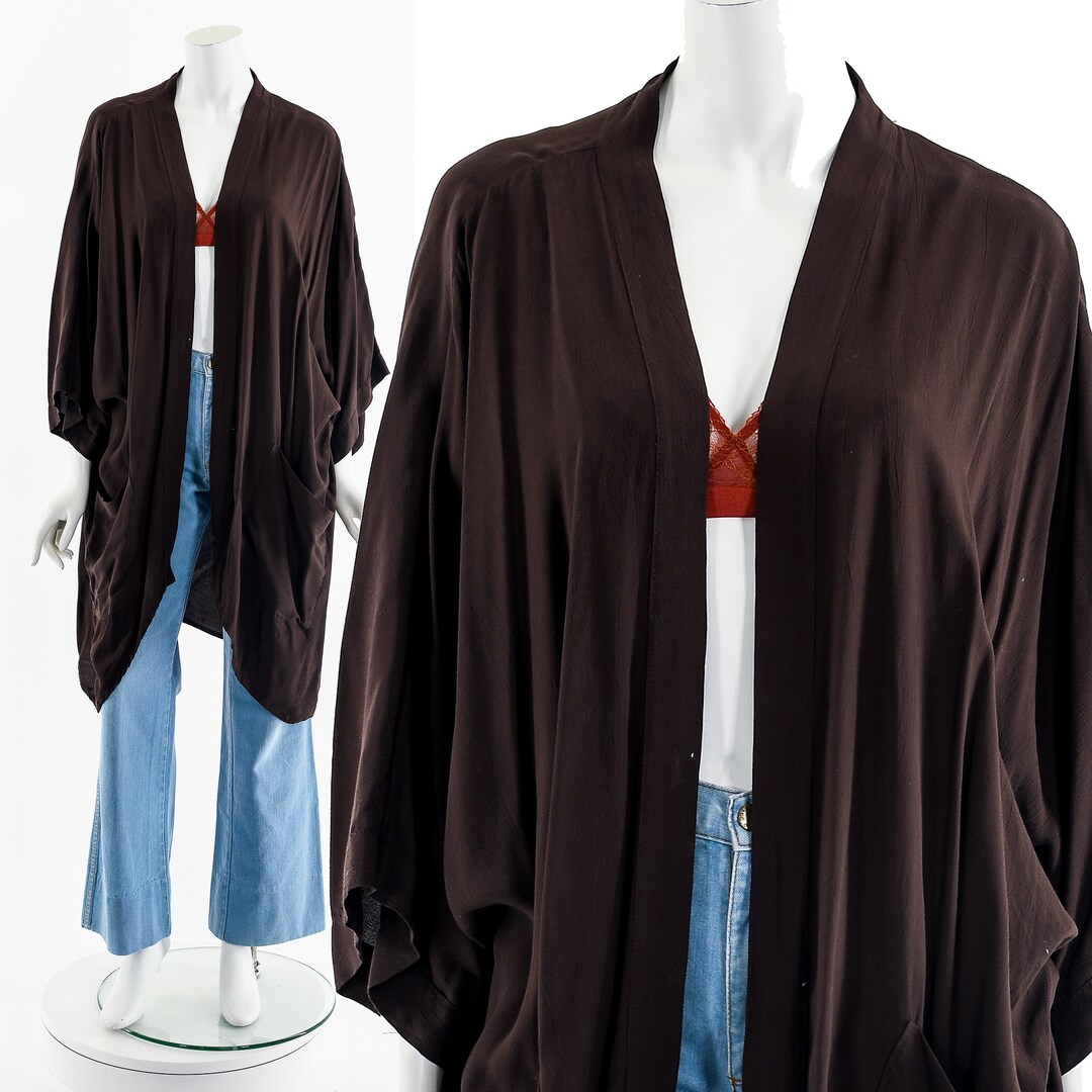 Laise Adzer Dark Chocolate Brown Duster Coat Deadstock - Etsy
