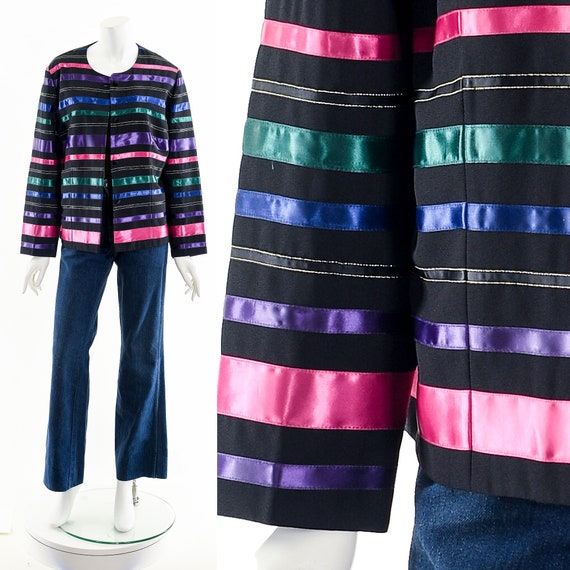 Rainbow Ribbon Jacket,Candy Stripe Coat,Satin Ribbon … - Gem
