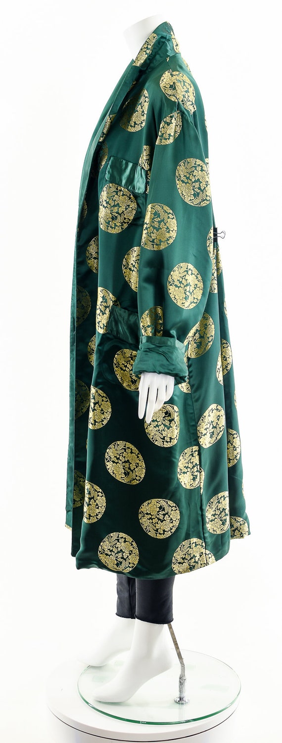 Emerald Green Silk Duster Kimono Smoking Jacket - Gem