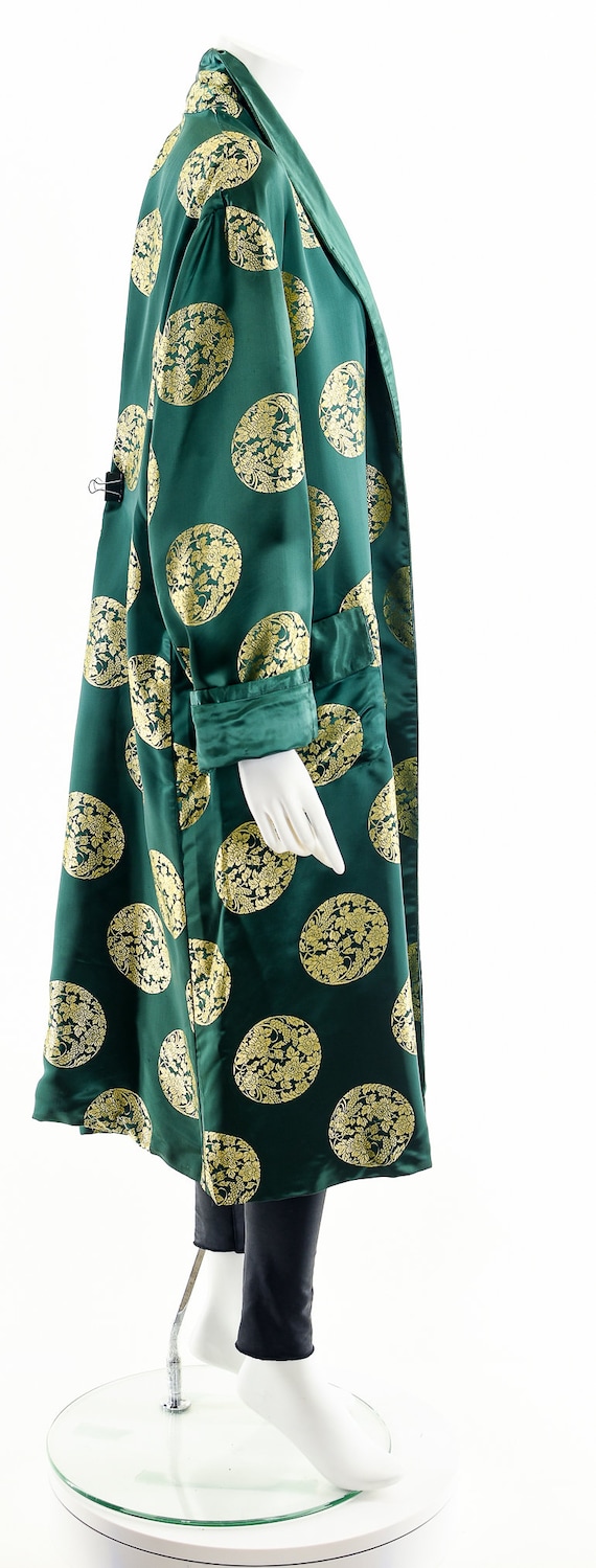 Emerald Green Silk Duster Kimono Smoking Jacket - Gem