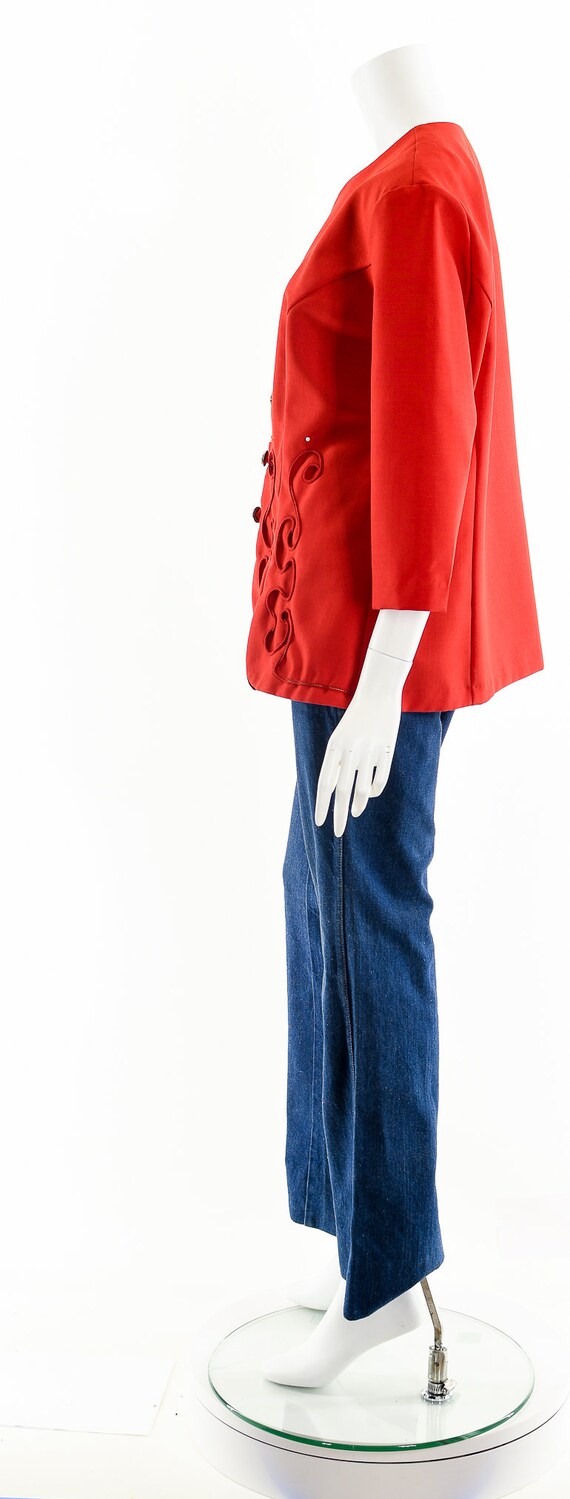 Red Soutache Blazer, Red Peplum Jacket, 90s Selena St… - Gem