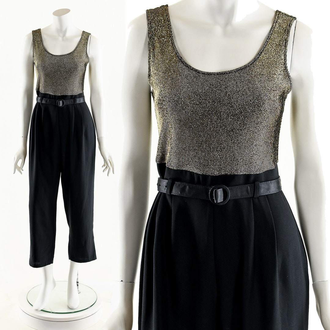 Metallic Gold Jumpsuit,vintage Lurex Jumpsuit,metallic Knit Jumpsuit ...