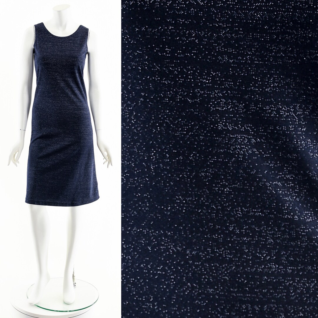 Navy Blue Metallic Shift Dress 90s - Etsy