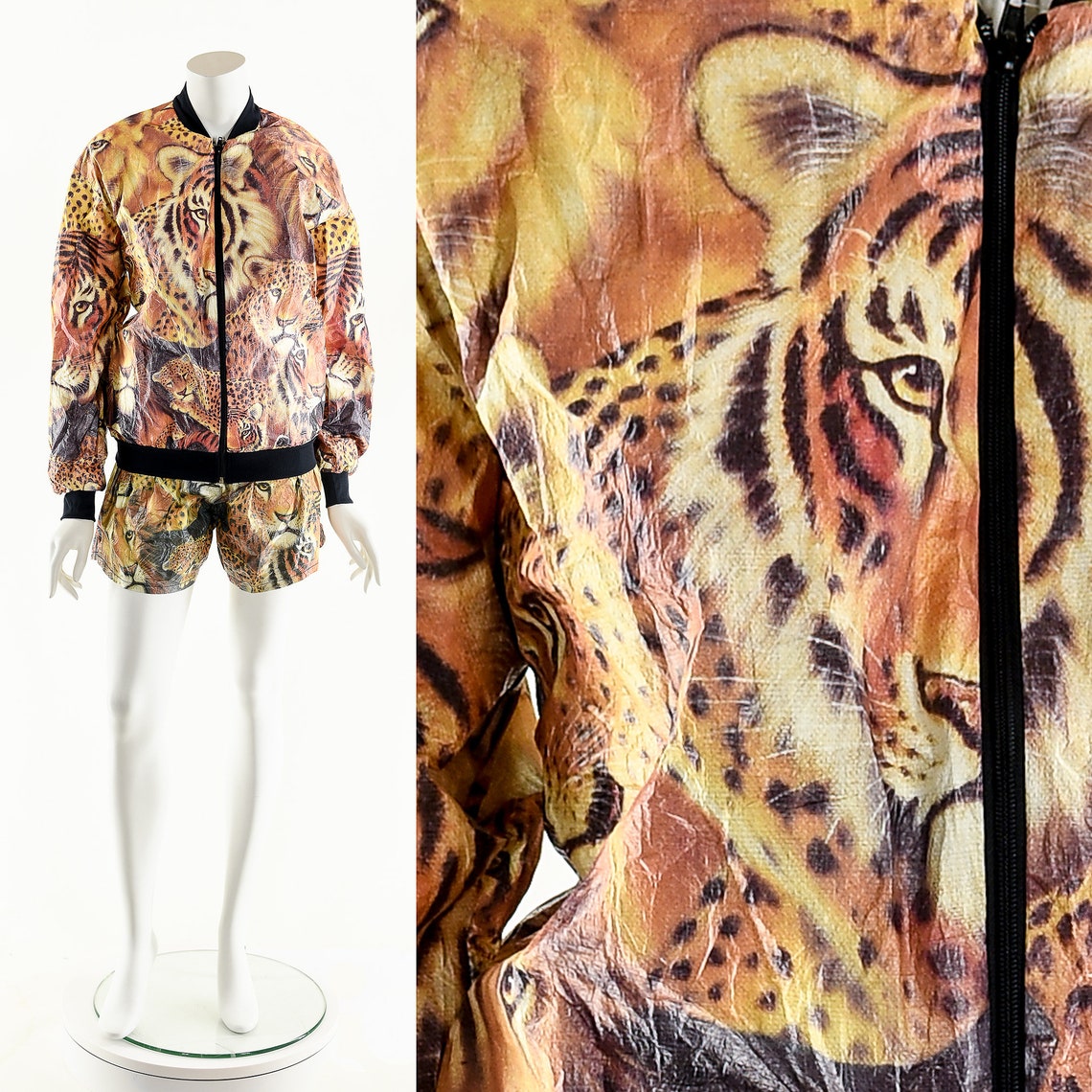 Eye of the Tiger Vintage Tyvek Bomber Jacket,tiger Cat Tyvek Two Piece ...