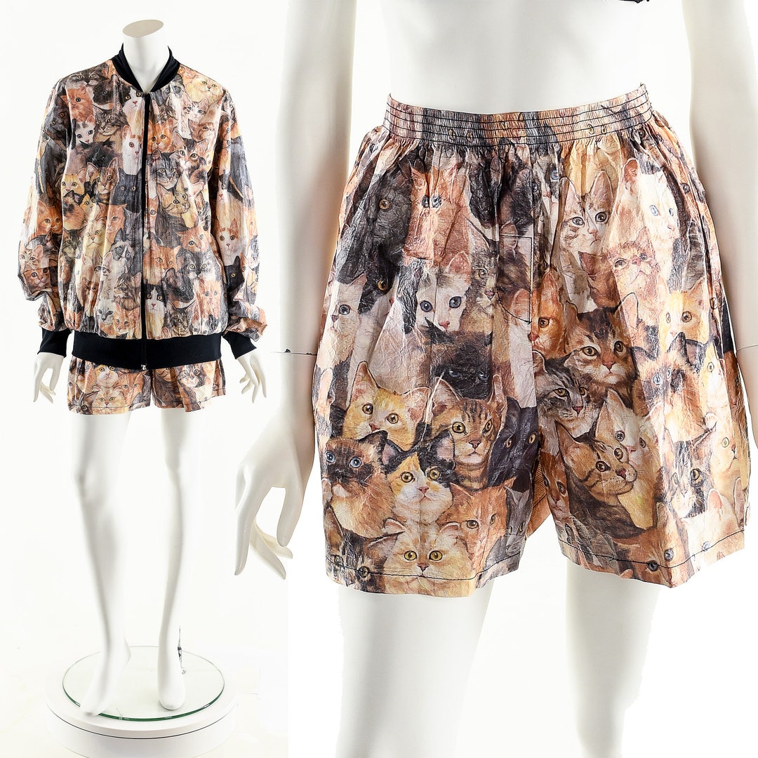 Adorable Cat Shorts,vintage Kitty Shorts,unisex Cat Print Shorts ...
