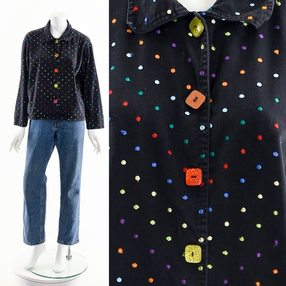 Black Rainbow Jacket,Embroidered Multicolored Jacket,… - Gem