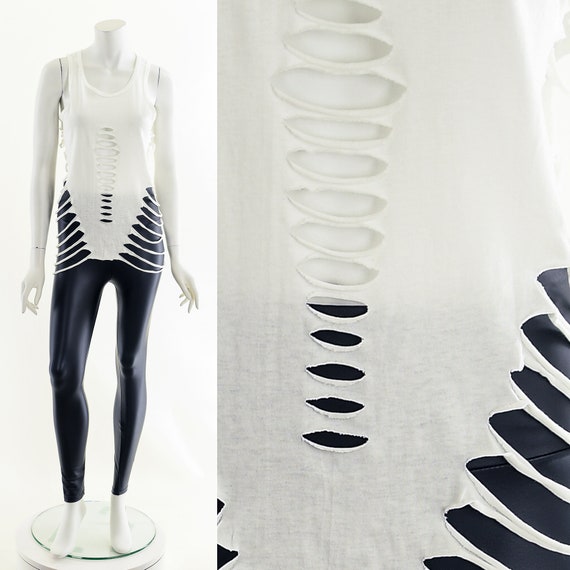 80s rock band shirt,Slashed White Tank,Vintage White … - Gem