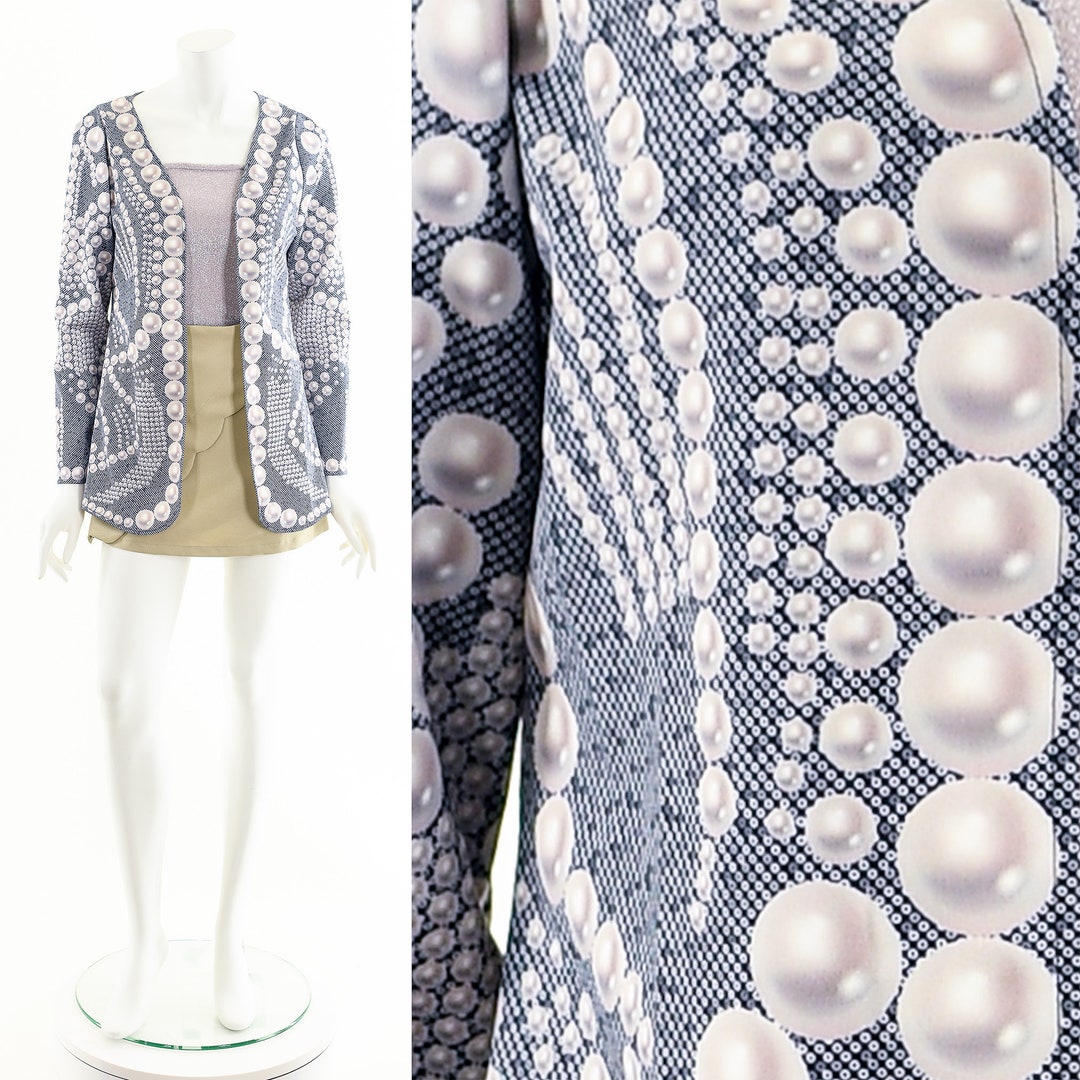 Pearl Print Cardigan,3d Jewel Print Cardigan Jacket,00s Luxurious Chain ...